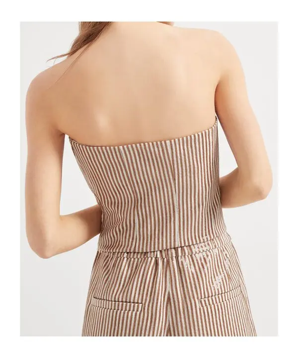 Brunello Cucinelli Sequined Striped Strapless Top