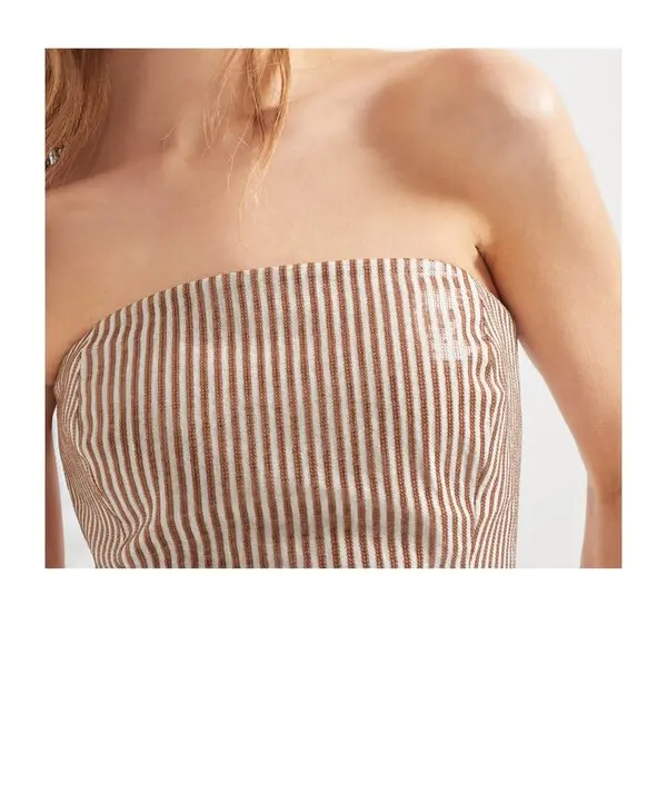 Brunello Cucinelli Sequined Striped Strapless Top