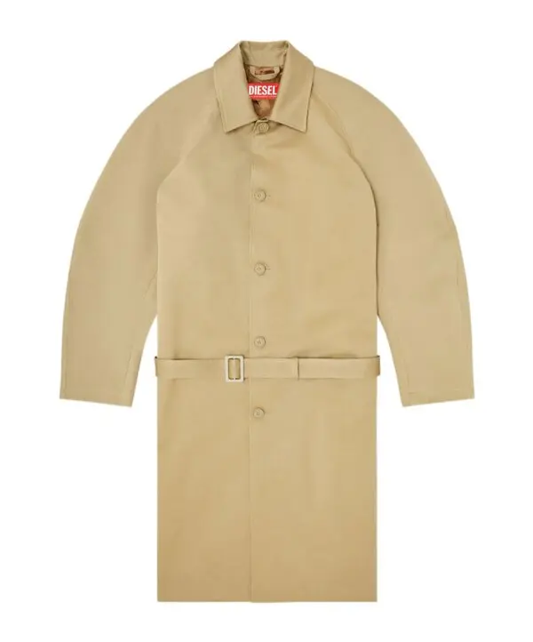 DIESEL® J-roun Cocoon Sleeve Belted Trench Coat - Light Brown