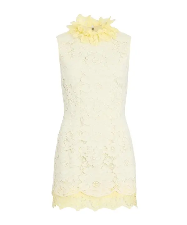 PATOU Lace Ruffled Mini Dress - White