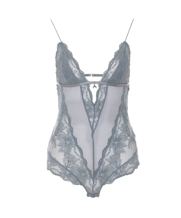 Patrizia Pepe Lace Sheer Bodysuit - Gray