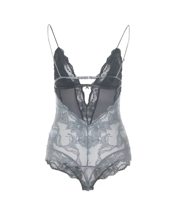 Patrizia Pepe Lace Sheer Bodysuit - Gray