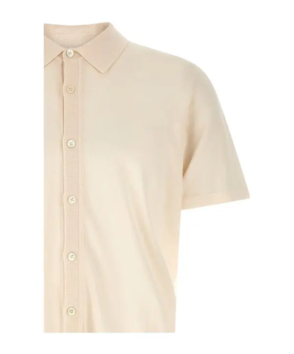ROBERTO COLLINA Short-sleeve Knitted Shirt - Nude