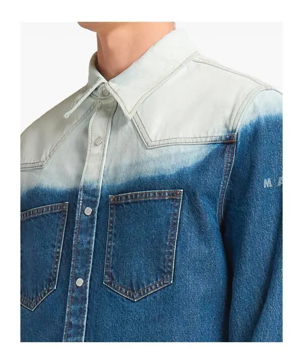 Marni Dip-dye Curved Hem Denim Shirt