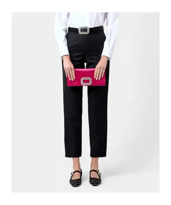 ROGER VIVIER Embellished Clutch Bag - Bordeaux