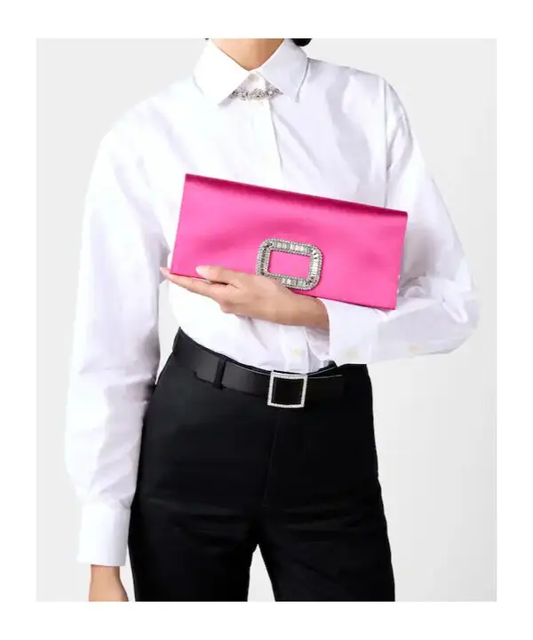 ROGER VIVIER Embellished Clutch Bag - Bordeaux