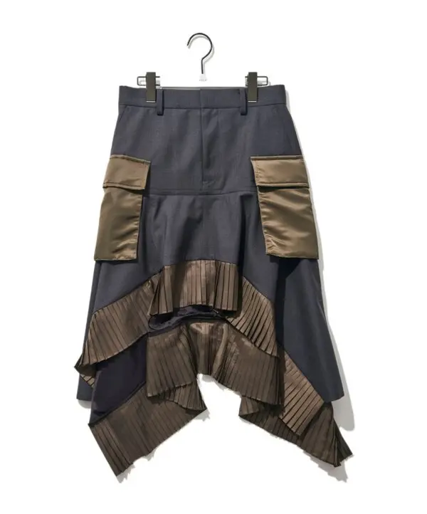 Sacai Suiting X Nylon Twill Asymmetrical Skirt