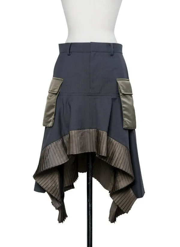 Sacai Suiting X Nylon Twill Asymmetrical Skirt