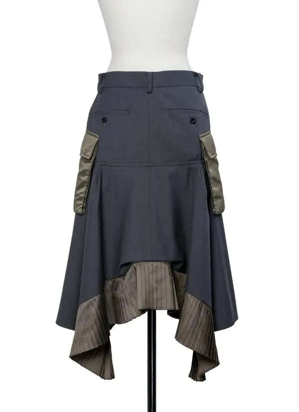 Sacai Suiting X Nylon Twill Asymmetrical Skirt