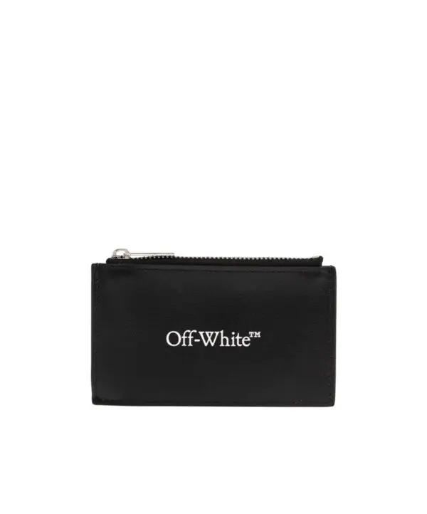 Off-White Logo Zip Card Holder Wallet - Black