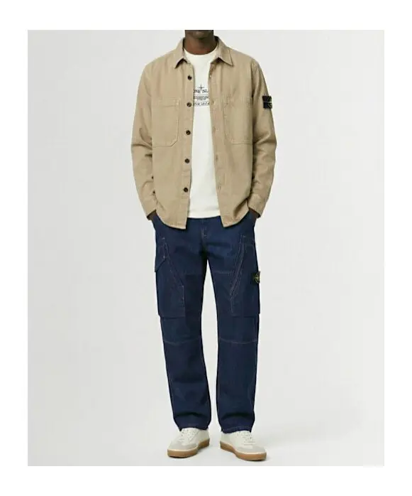 Stone Island Vintage Effect Cotton Shirt - Nude