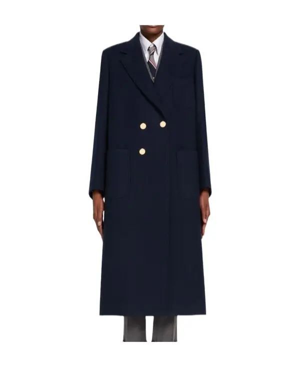 Thom Browne Double-breasted Overcoat With Striped Trim