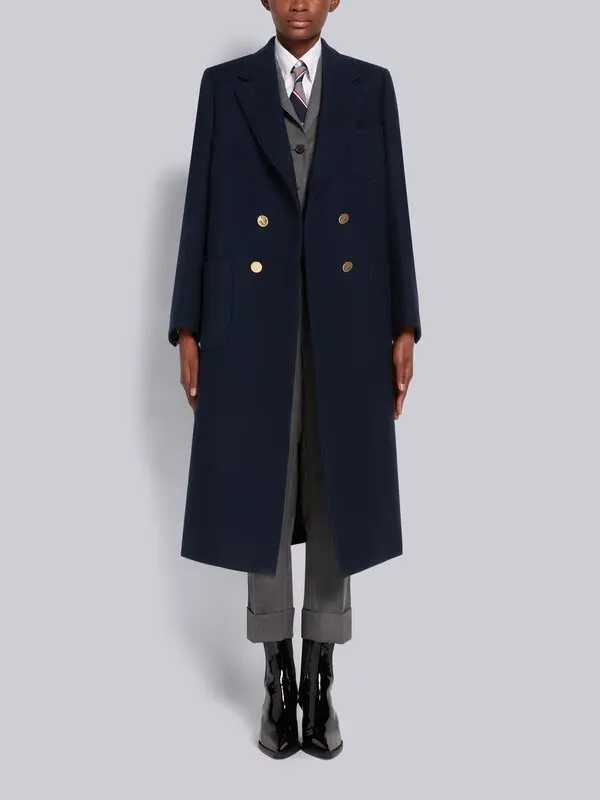 Thom Browne Double-breasted Overcoat With Striped Trim