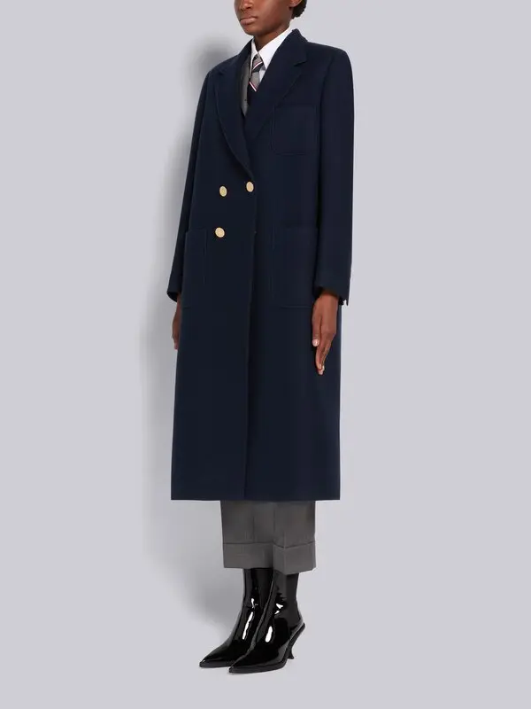 Thom Browne Double-breasted Overcoat With Striped Trim