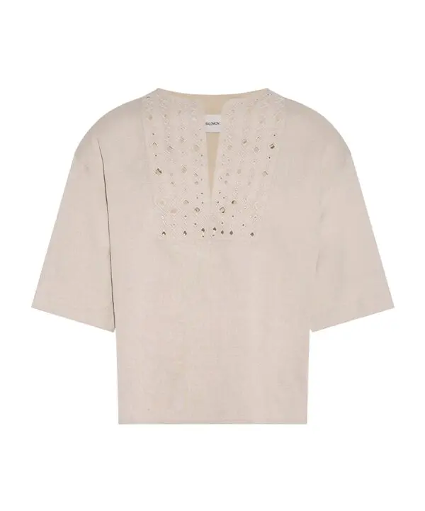 YVES SALOMON Short Sleeve Top - Off White
