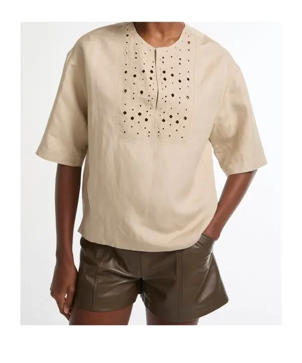 YVES SALOMON Short Sleeve Top - Off White