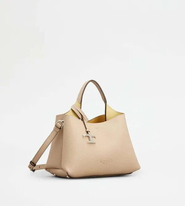 TOD'S Logo Embossed Mini Crossbody Bag - Nude