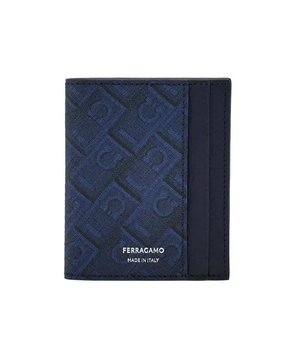 FERRAGAMO Patterned Cardholder - Dark Blue/black