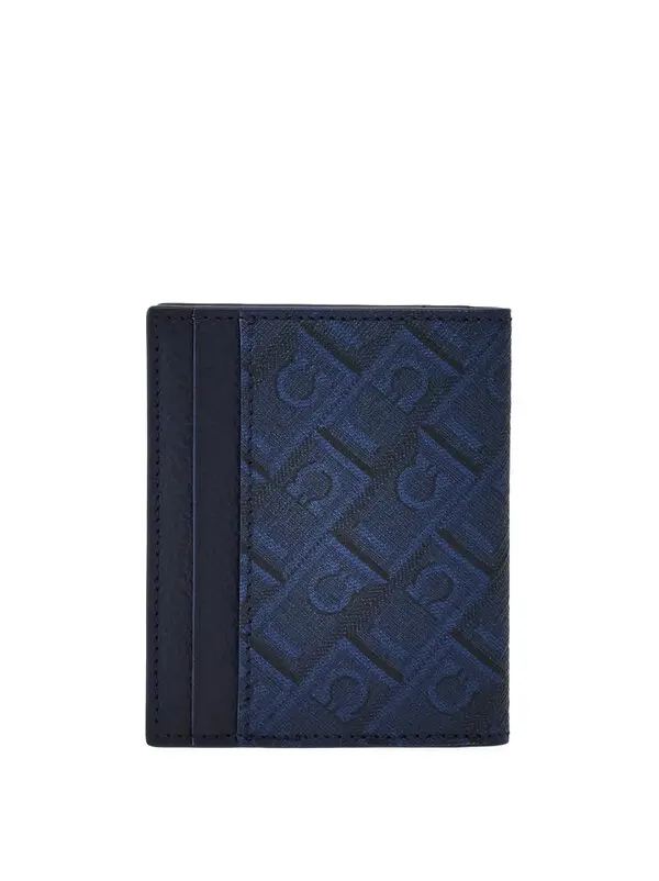 FERRAGAMO Patterned Cardholder - Dark Blue/black