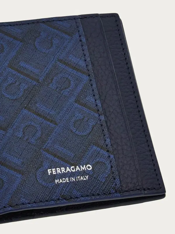 FERRAGAMO Patterned Cardholder - Dark Blue/black