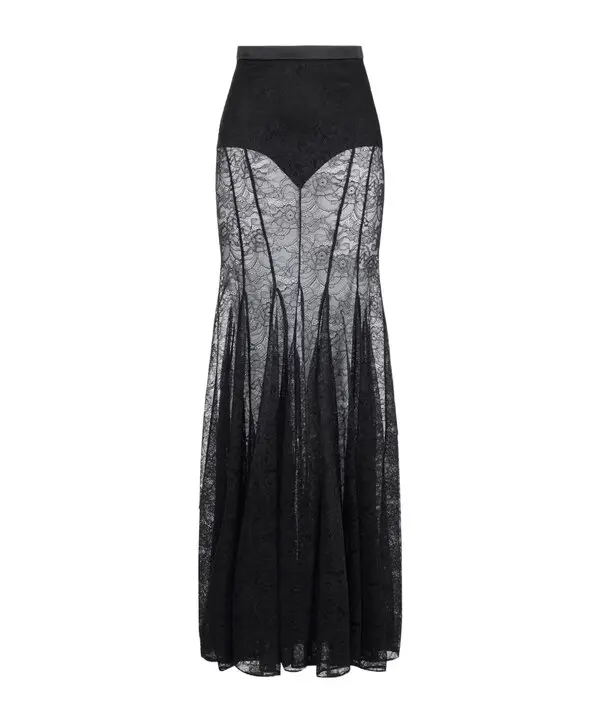 Elisabetta Franchi Sheer Lace Maxi Skirt