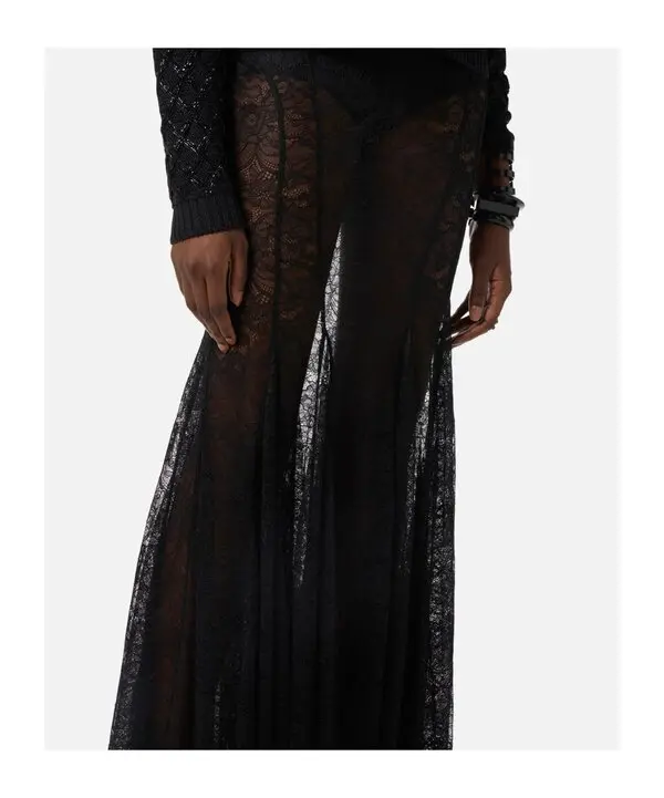 Elisabetta Franchi Sheer Lace Maxi Skirt