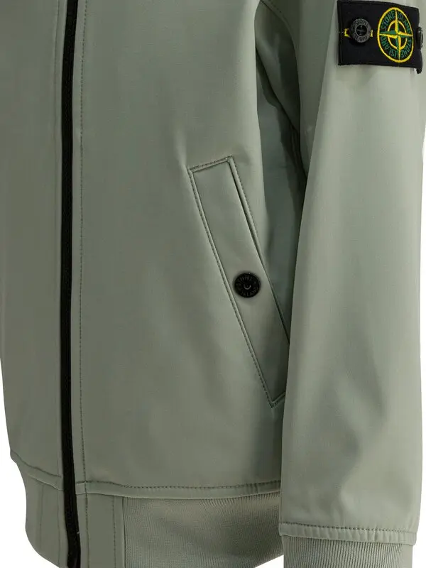 Stone Island Long-sleeved Stand Collar Zip-up Jacket - Pearl Gray