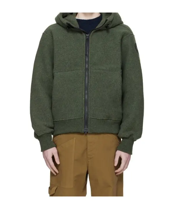Canada Goose Logo-patch Hooded Bomber Jacket - Khaki