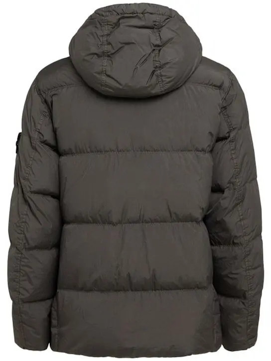 Stone Island Short Nylon Down Parka With Hood - Black