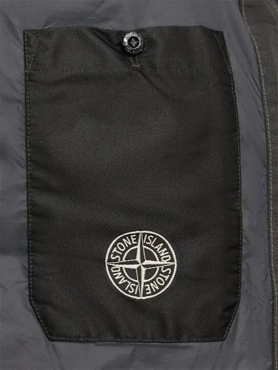 Stone Island Short Nylon Down Parka With Hood - Black
