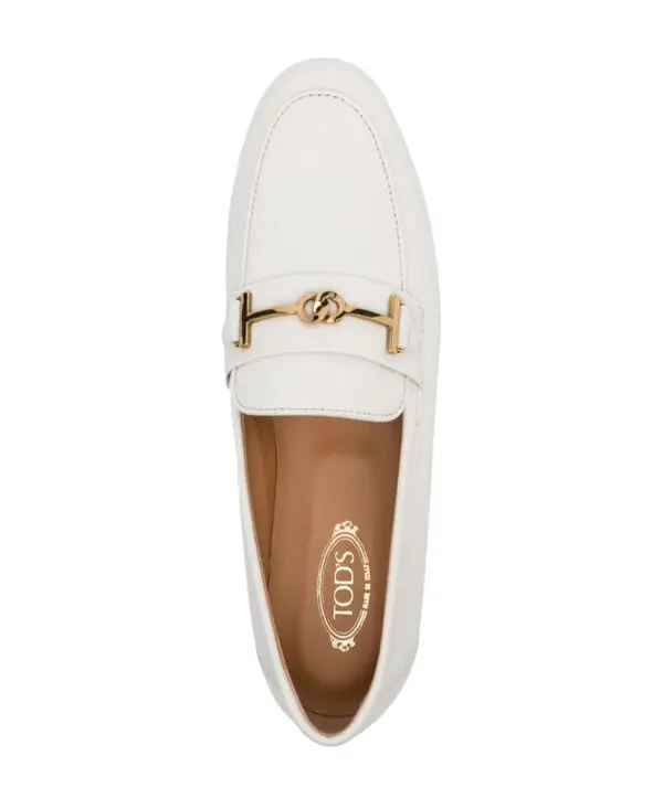 TOD'S Logo Plaque Almond Toe Loafers