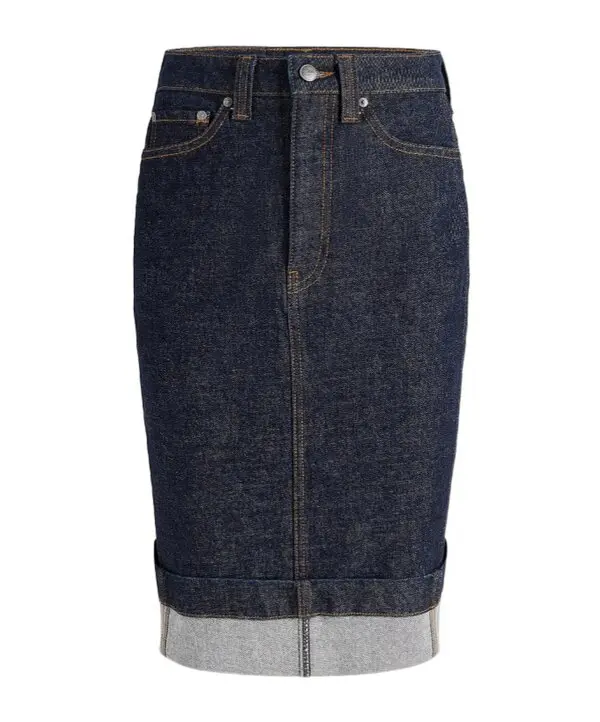 Khaite Kendra Cuffed Denim Skirt - Benson