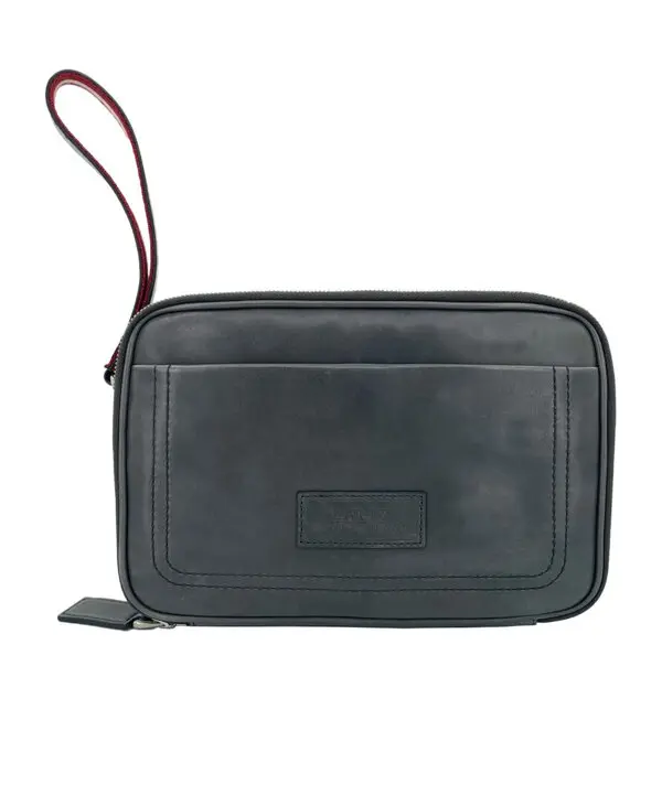 Bally Logo Zipper Clutch - Black
