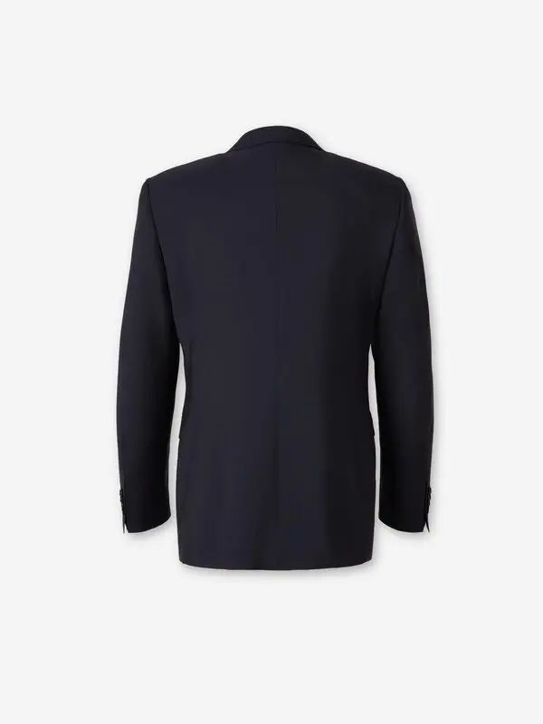 Canali Long-sleeved Suit Jacket With Belt Loops And Trousers Suit Set - Midnight Blue