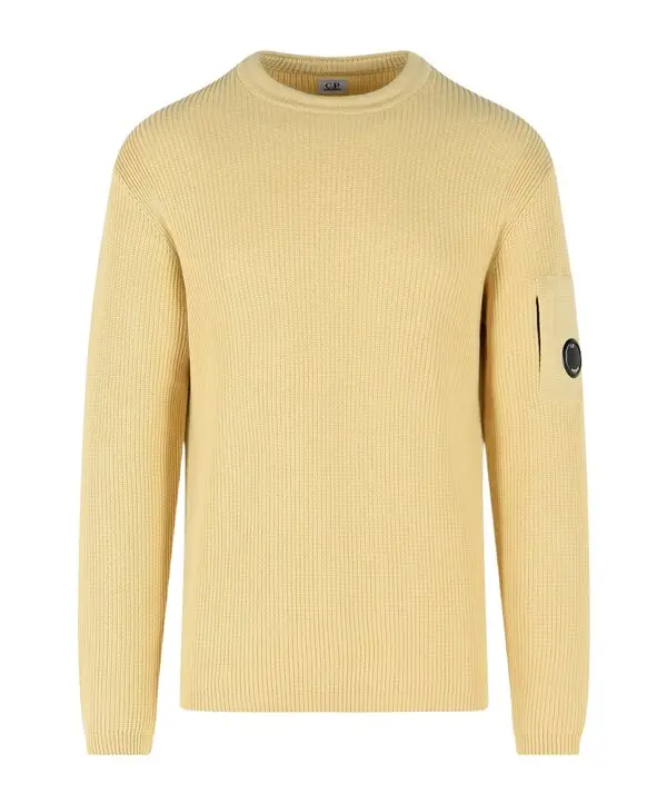 C.P. COMPANY Crewneck Jumper With Logo Plaque - Nude