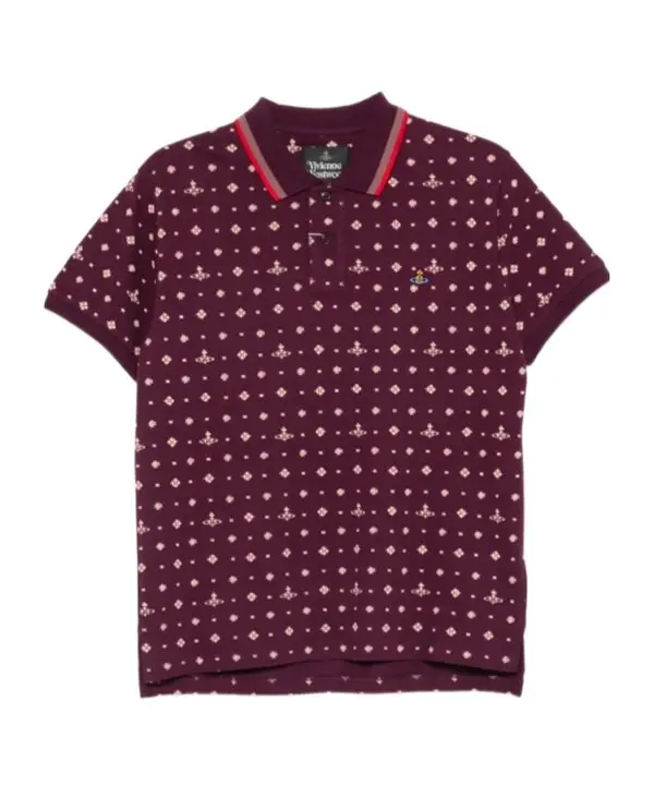 VIVIENNE WESTWOOD Logo Embroidered Patterned Trim Polo Shirt - Purple