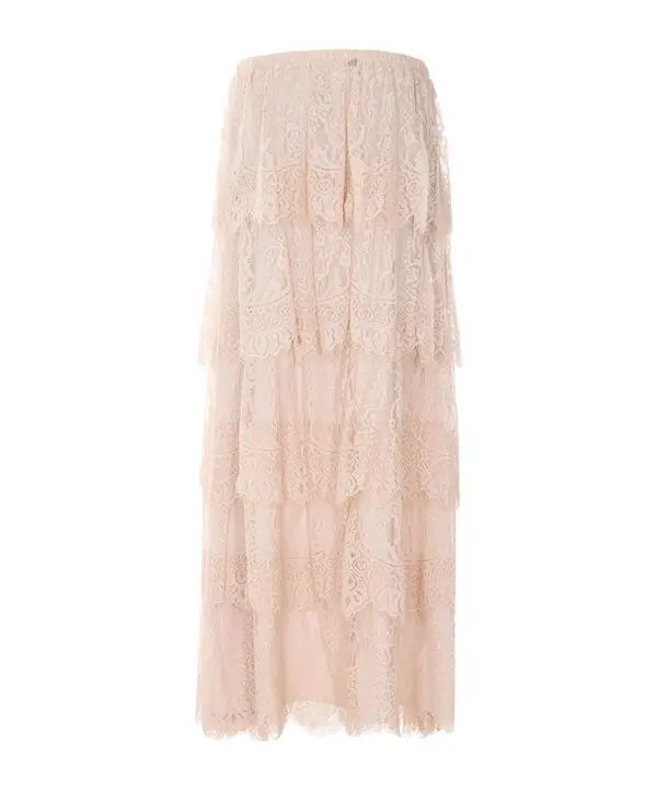ANIYE BY Silva Tiered Lace Skirt - Nude