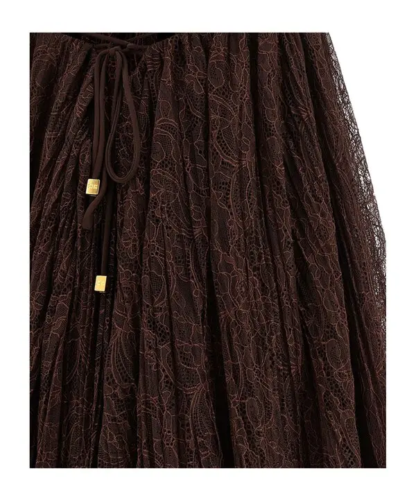 Elisabetta Franchi Pleated Lace Mini Dress
