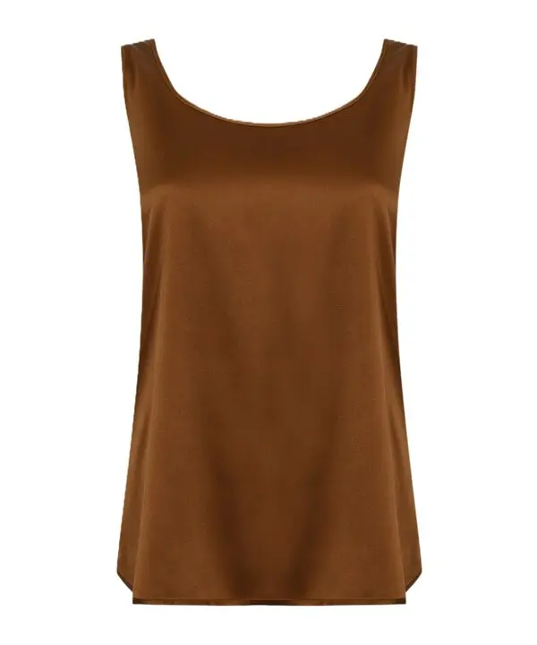 Max Mara Sleeveless Scoop Neck Top - Camel