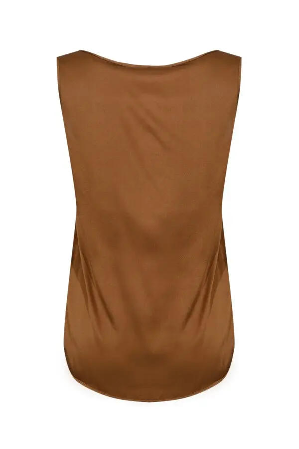 Max Mara Sleeveless Scoop Neck Top - Camel