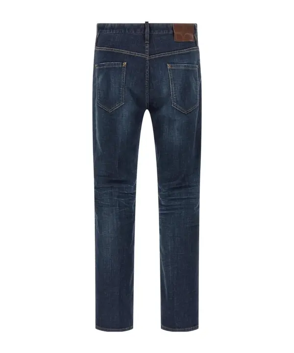 Dsquared2 Logo Patch Straight Leg Jeans - Blue