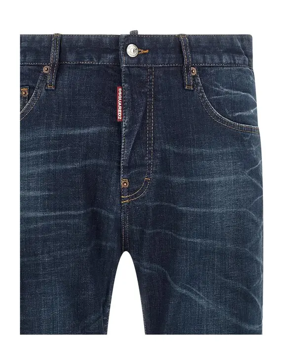 Dsquared2 Logo Patch Straight Leg Jeans - Blue