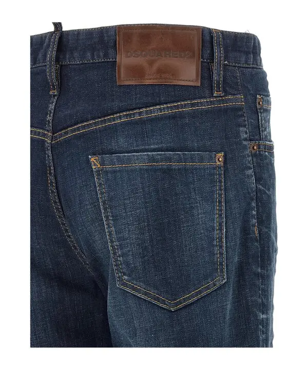 Dsquared2 Logo Patch Straight Leg Jeans - Blue