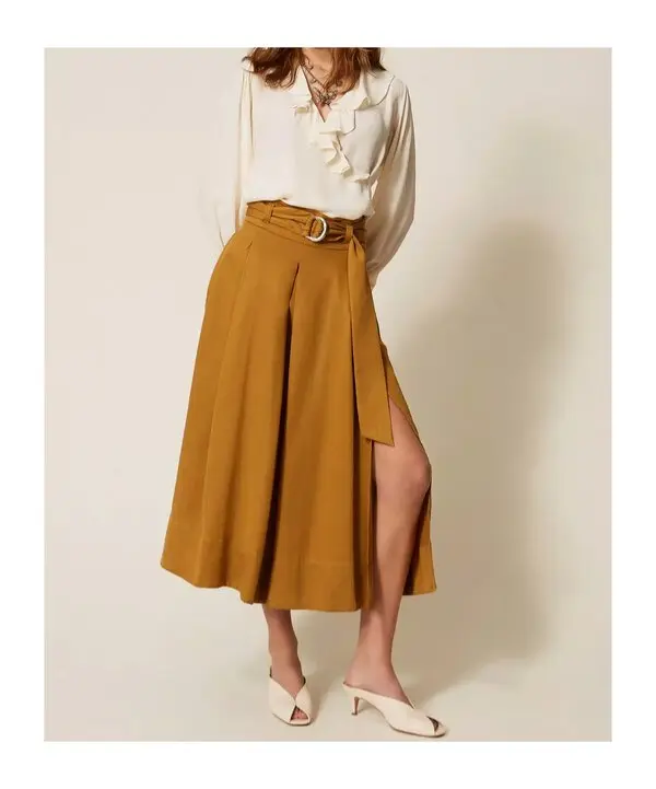 TWINSET Belted Midi Skirt