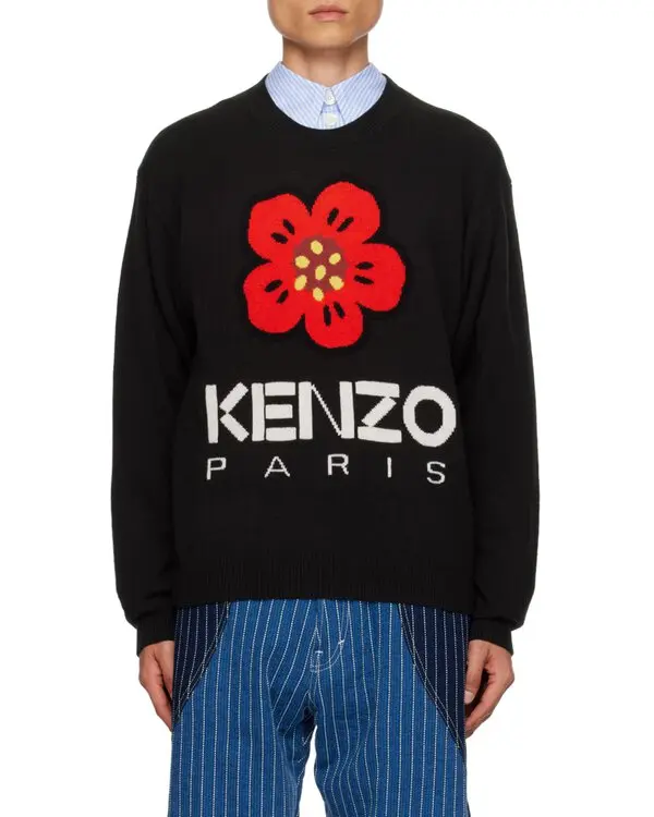 Kenzo Boke Flower Logo Crewneck Jumper - Black