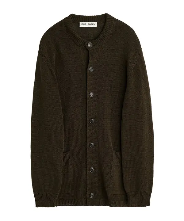 Our Legacy Textured Button-up Cardigan - Black Coffee