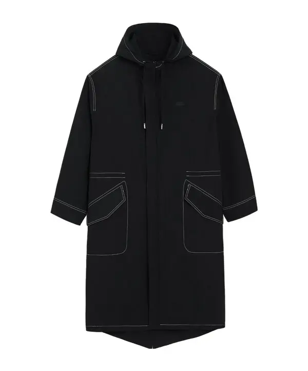 Ami Crinkled Long Parka - Black
