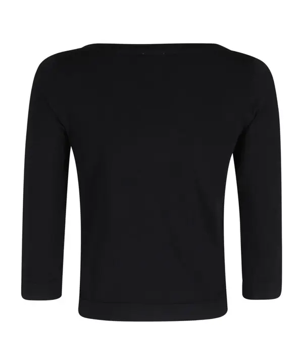 ROBERTO COLLINA Boat Neck Knitted Top - Black