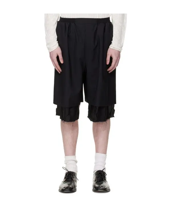 EDWARD CUMING Exploded Lining Fleece Elastic Waist Shorts