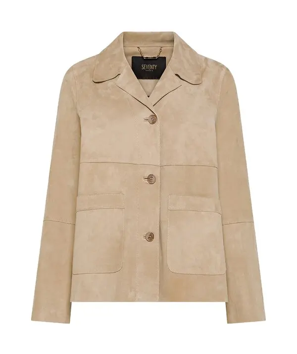 Seventy Suede Lapel Collar Jacket - Nude
